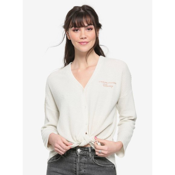 Disney | Tops | Disney Cardigan I Speak Fluent Disney Gold Crown ...